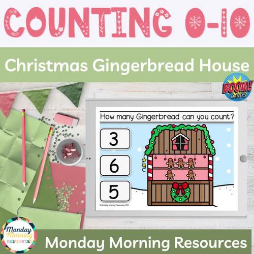 Boom Cards™ Christmas Gingerbread Counting 0-10-Distance Learning