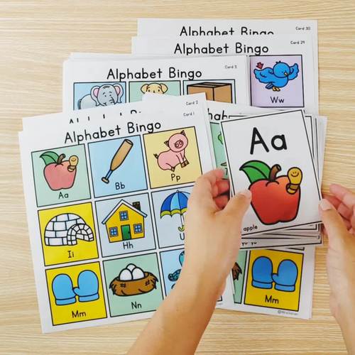 Alphabet Bingo Game Beginning Sounds and Letters colorful by MrsGalvan