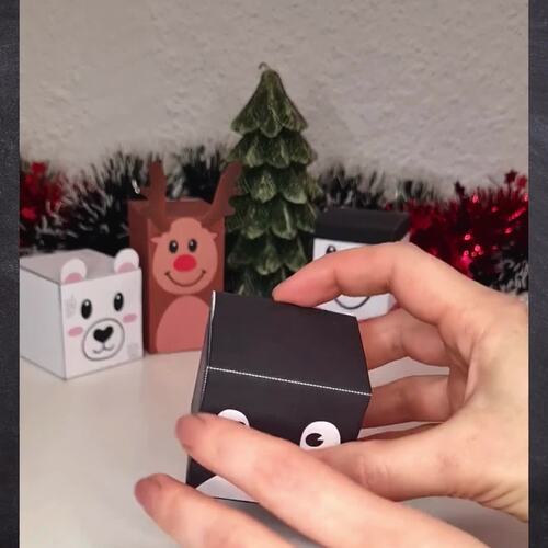Polar Bear, Penguin, Reindeer & Snowman Box Crafts: Festive One-Page ...