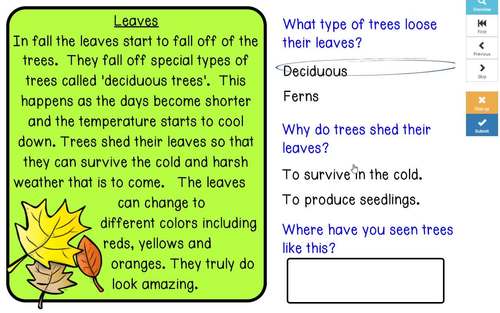 Fall Reading Comprehension - Boom Cards by Boom Cards by Miss Rainbow ...