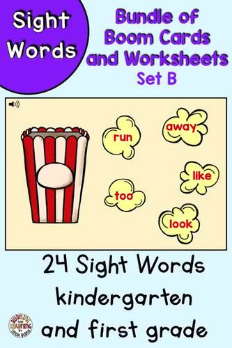 Bundle of Kindergarten Sight Words - Set B Words - Boom Cards™ and ...