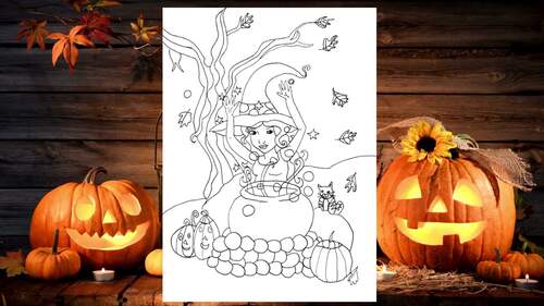 Double Double Toil And Trouble Coloring Page Witch Magic Halloween