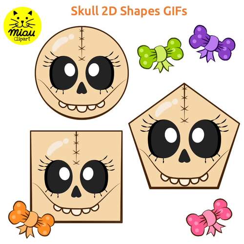 Animated 2D Shapes Skulls Clip Art | Halloween | Day of the dead ...
