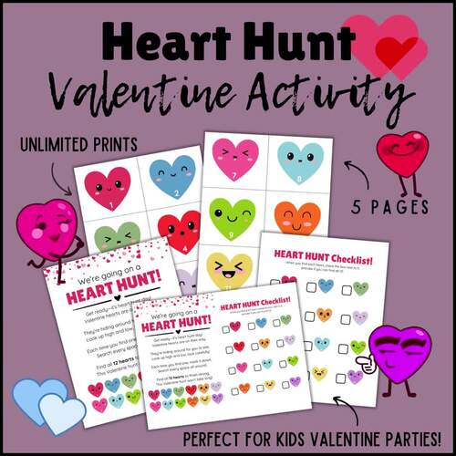 Valentine’s Heart Hunt Game | Valentine Scavenger Hunt for Kids ...