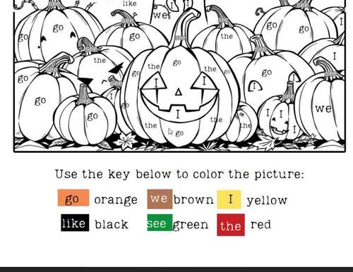 Color by Sight Word Fall Pumpkin Patch Benchmark Unit1-5 Kinder ...