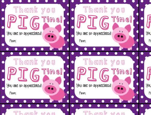 Punny Pig Teacher (Staff) Appreciation Gift Tag- Thank you PIG Time!