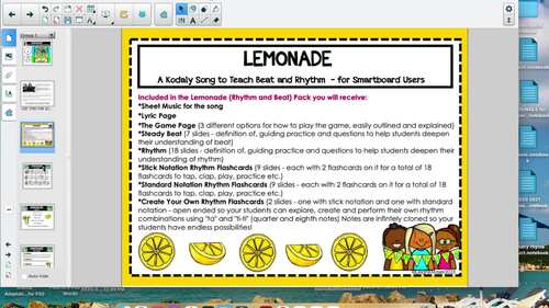 Lemonade - A Kodaly Song to Teach Beat and Rhythm for SMARTboard by ...