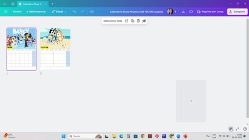 Calendario Editable Bluey Para Personalizar SIN FECHAS en Canva ...