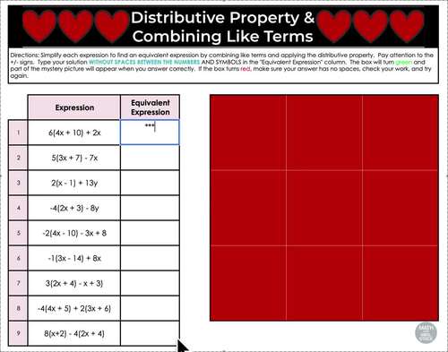 Flamingo Valentine Math | Distributive Property and Combining Like Terms
