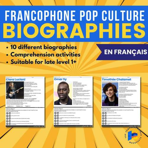 Francophone pop culture personalities: Simple biographies in French