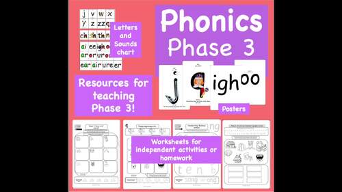 Phonics Phase 3 Based letters & sounds activities worksheets posters ...