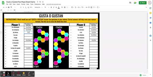 GUSTA O GUSTAN | DIGITAL TWO PLAYER GAME | SPANISH by Perfect Plans by ...