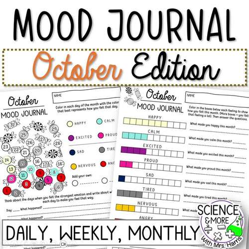 Emotional Mood Tracker Reflection Journal (Daily, Weekly, Monthly) October