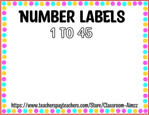 Printable Black and White Small Circle Number Labels 1 to 45, Editable ...