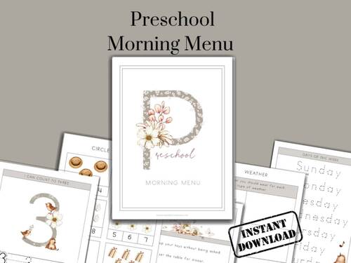 Preschool Morning Menu Pages | ELA & Math | Morning Work for Preschool