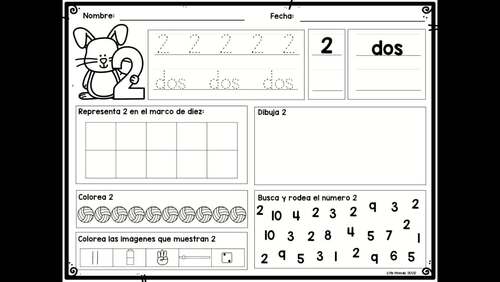 Numbers in Spanish | Números del 1 al 20 Hojas de trabajo by Ms Herraiz