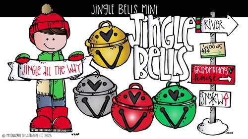 Jingle Bells clip art, Christmas clip art Mini by Melonheadz Clipart