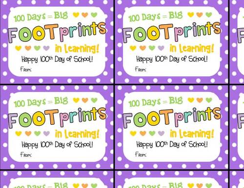 Fruit by the Foot 100th Day of School Gift Tag- 100 Days = Big ...