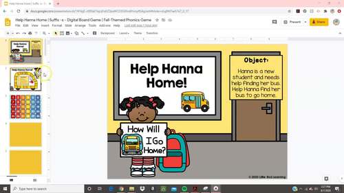 Suffix -s - Digital Board Game | FALL | Distance Learning | Google Slides