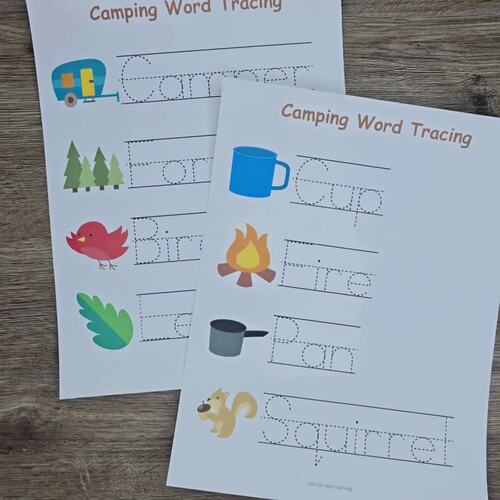 Camping Word Tracing Printables by HH Fun and Learning | TPT