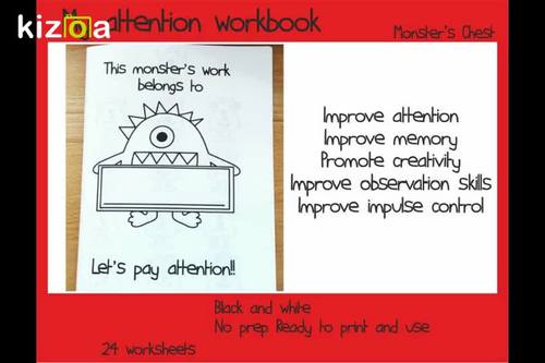 My attention workbook. 24 worksheets ready to print and use. Fold and use.