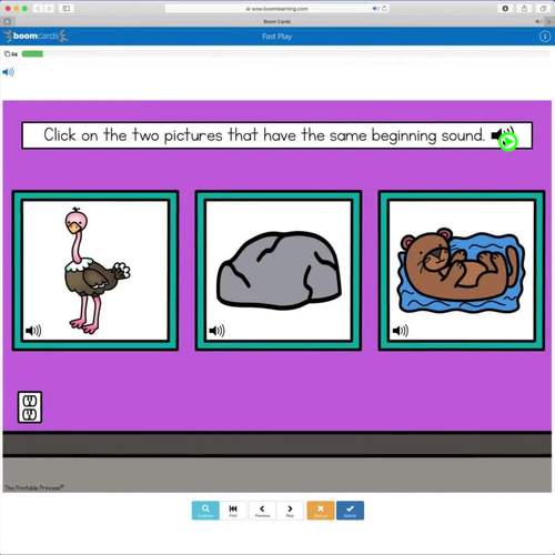 Kindergarten Boom Cards™ Same Beginning Sound {Purple Deck} Digital ...