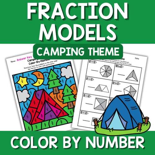 Fractions Color by Number | Camping Theme Math Worksheet 2nd 3rd Grade ...