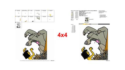 Baloo Roaring Mowgli Scared Jungle Book Cartoon Embroidery Designs ...