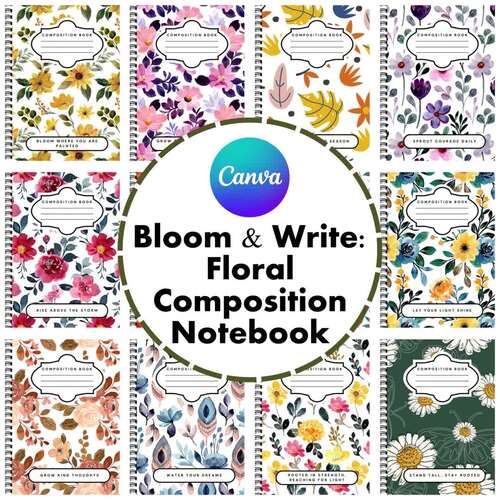 20 Inspirational Composition Book Cover Canva Editable Templates