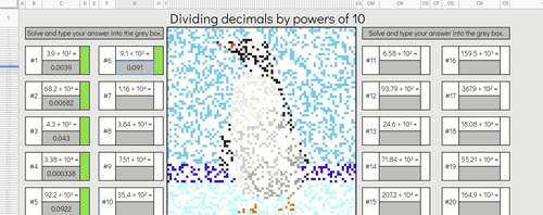 Digital Math Pixel Art | 5th Grade Fluency Dividing by Powers of 10 Set 2