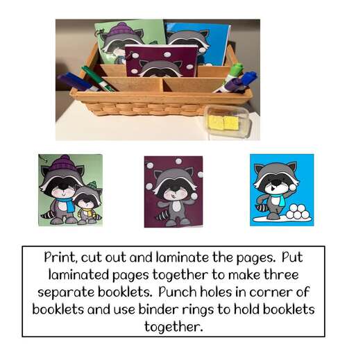 Winter Raccoons Number Shape Letter Writing Area Set | TPT