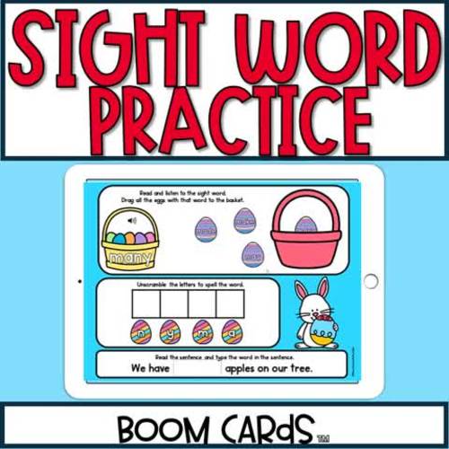 Spring Sight Words - Easter Activity - BOOM Cards™ by The Chocolate Teacher