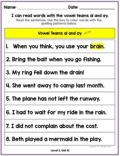 Third Grade Phonics, Level 3 Unit 10: Vowel Teams/Digraphs/Diphthongs ...