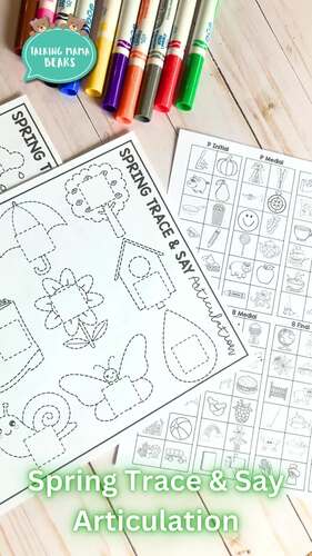 Spring Speech Therapy Trace And Say Activity by Talking Mama Bears