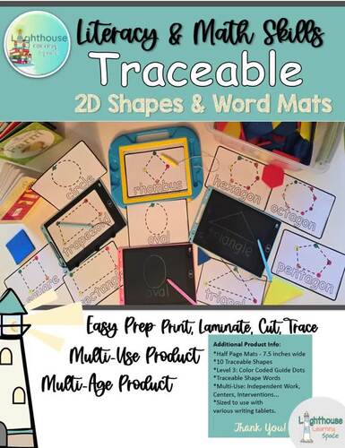 PreWriting Literacy and Math 2D Shapes by Lighthouse Learning Space