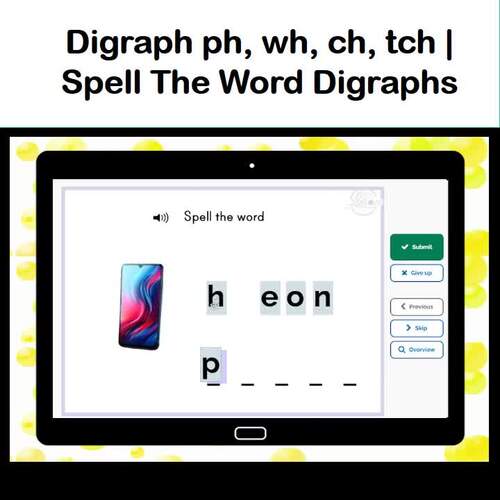 Digraph ph, wh, ch, tch | Spelling word practice Boom Cards™ | TPT