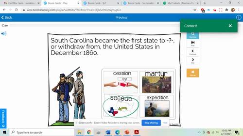 Civil War Vocabulary Review BOOM CARDS by Social Studies Success