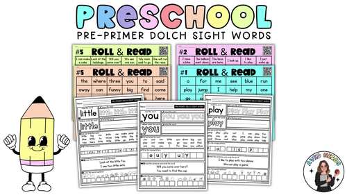 Preschool Sight Word Practice Worksheets and Roll and Read Games by ...