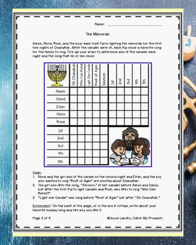 Chanukah Logic Puzzles or Hannukah Brain Teaser Activities by Catch My ...