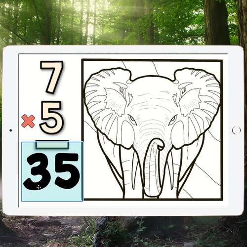 Multiplication by 5 Boom Cards | Color the Animal by LOL - Life of Learning
