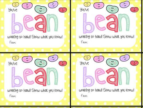 Cute Jelly Beans (Jelly Belly) Testing Treat Tag- You've bean working ...
