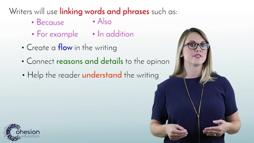 Use Linking Words and Phrases to Connect Opinion and Reasons | TPT