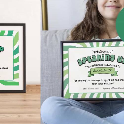 Speaking Up Certificate of Achievement | Classroom Recognition Awards