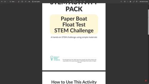 Elementary K–2 Paper Boat Float Test STEM Challenge | TPT