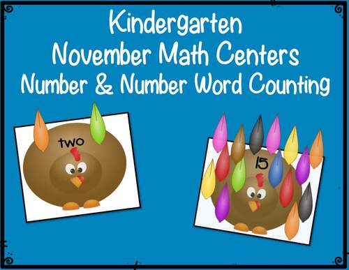 Kindergarten Novemeber Themed Math Centers: Counting, Number Order ...