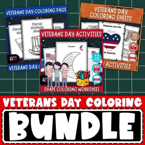BUNDLE! Veterans Day Coloring Sheet - November Coloring Activity