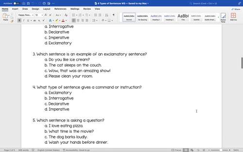 4 Types of Sentences Worksheets | Types of Sentences Quiz | | TPT