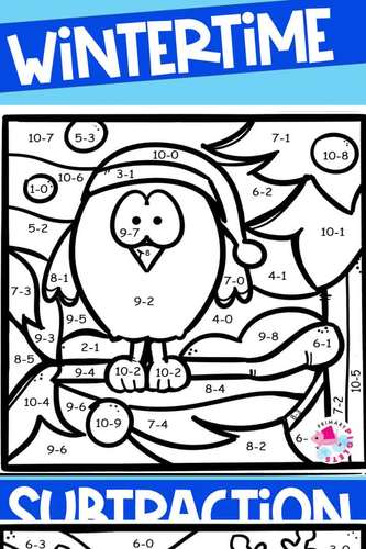 Winter Color by Number Code Subtraction Facts to 10 & 20 Coloring Pages ...