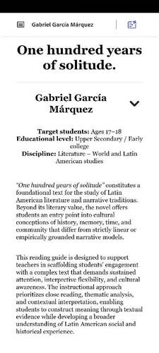 One hundred years of solitude | Reading guide. by TDET Miss Laura