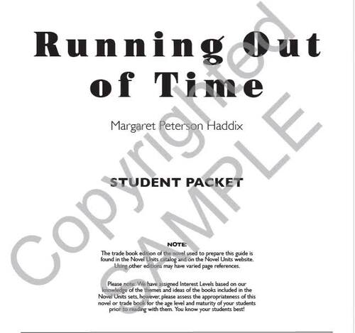 Running Out of Time Novel Units® Student Packet Novel Study | TPT